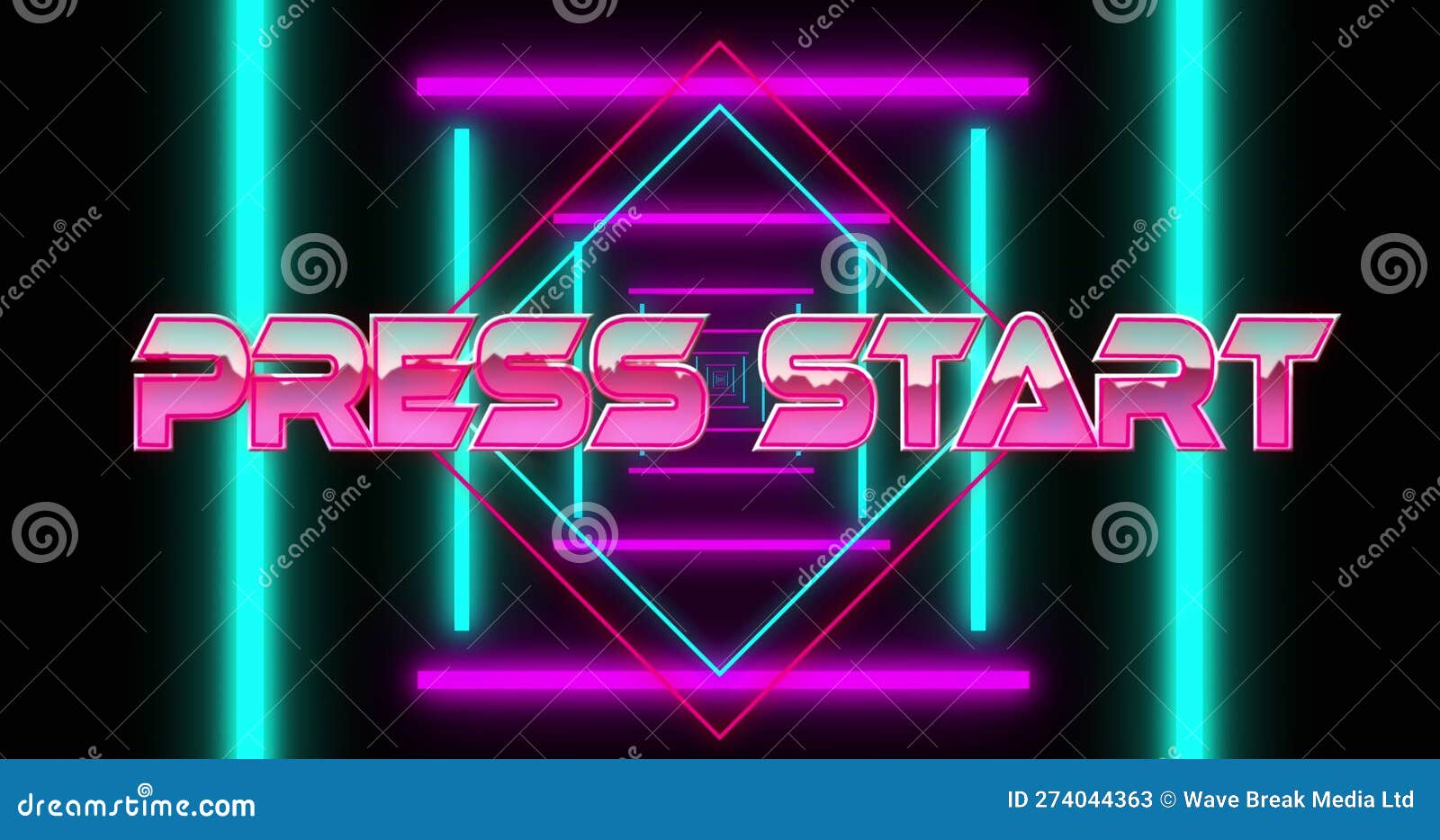 Image of Press Start Text Over Light Trails on Black Background Stock ...