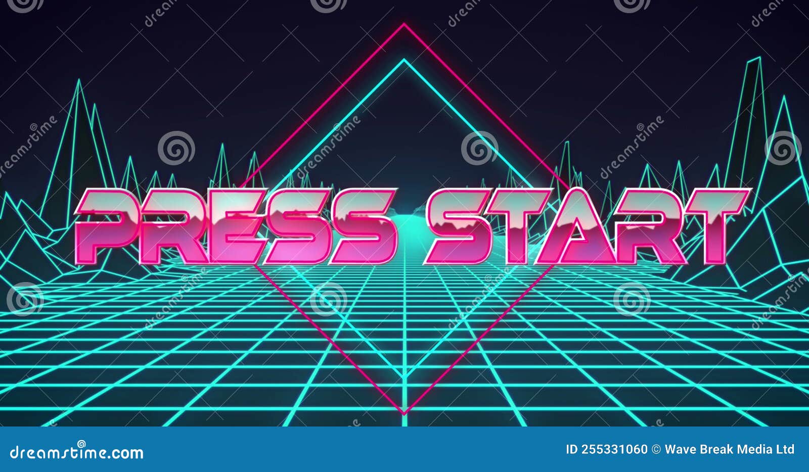 Image of Press Start Text Over Mountains Stock Illustration ...
