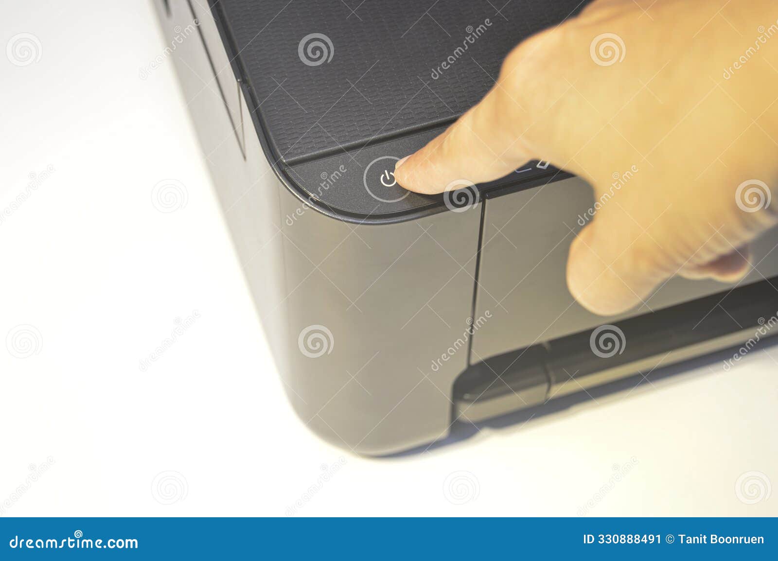Image is Pressing the Power Button. of the Printer Stock Image - Image ...