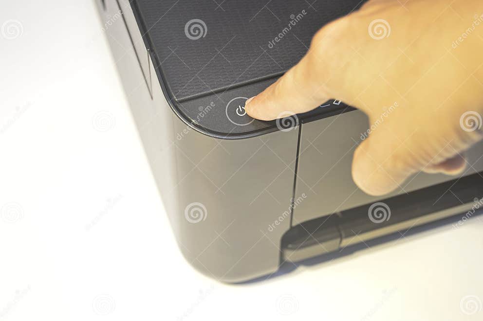 Image is Pressing the Power Button. of the Printer Stock Image - Image ...