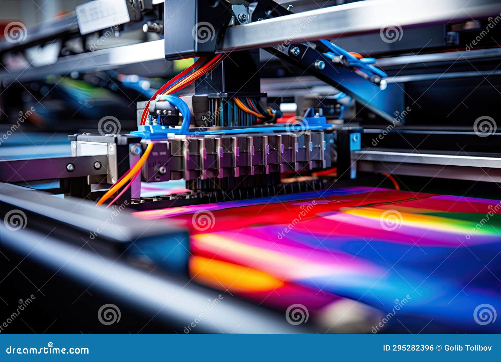 An Image of a Printer with a Rainbow Colored Screen Stock Illustration ...
