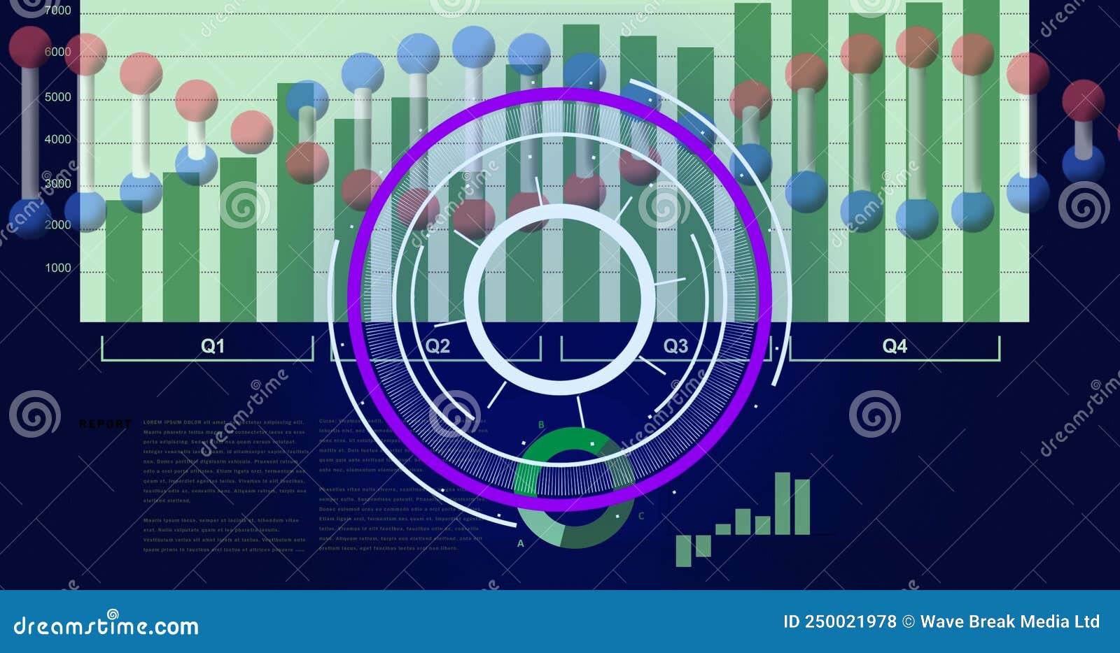 Image of Processing Circle on Dna Chain, Scientific Graph and Data ...