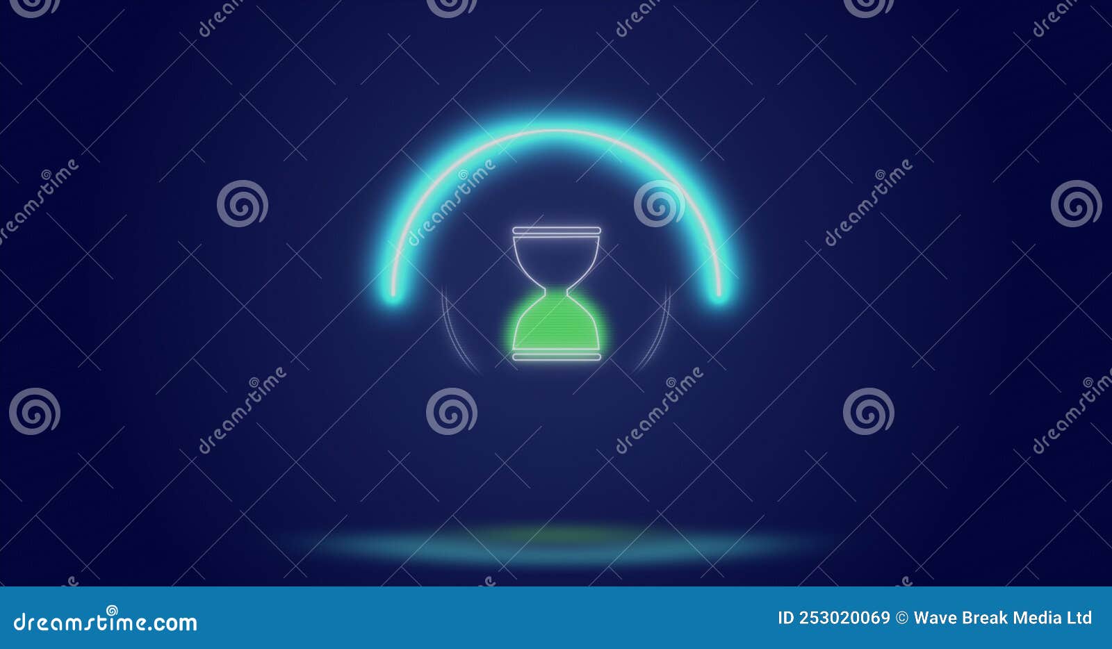 Image of Processing Circle and Hourglass Over Navy Background Stock ...