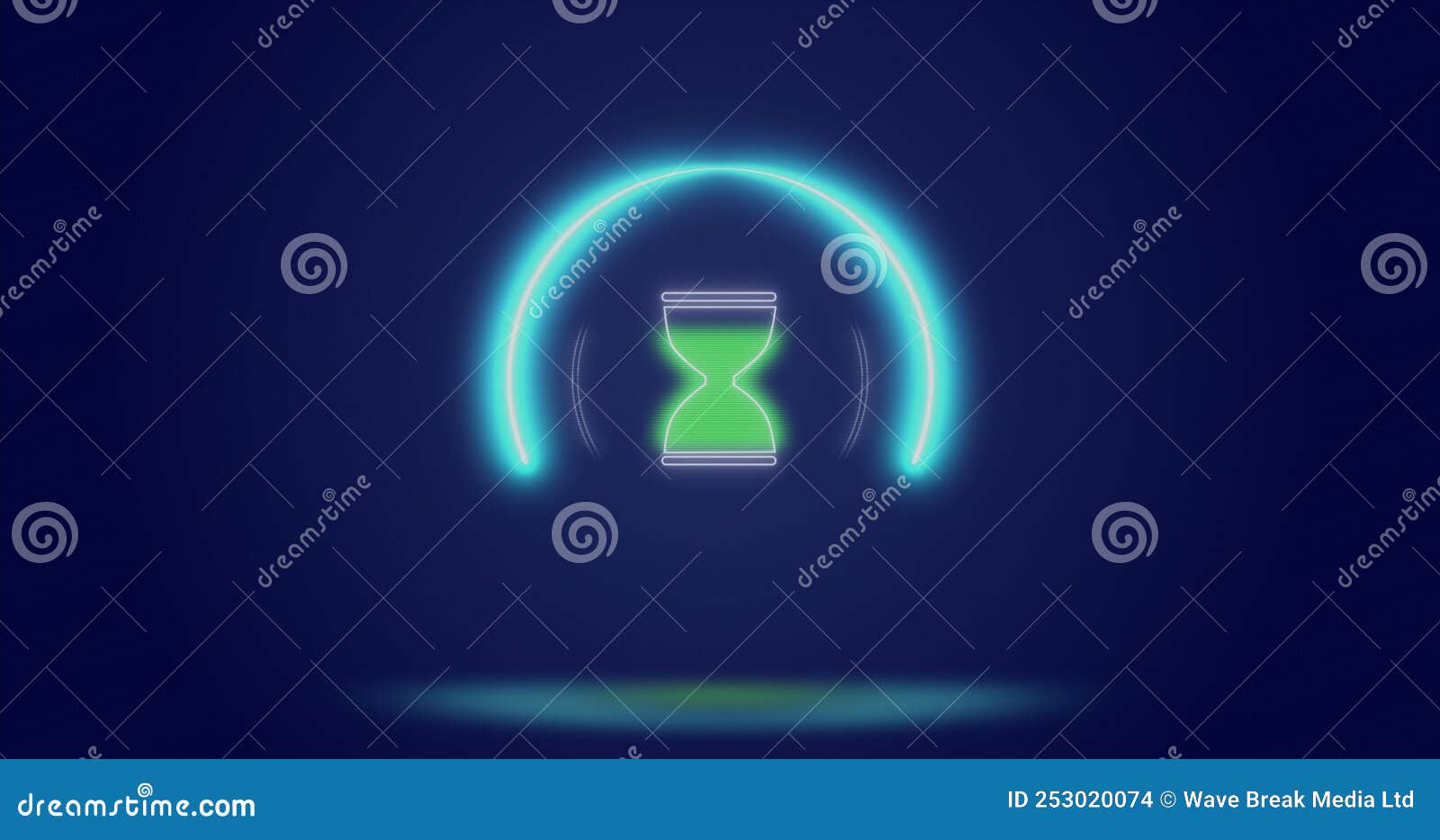 Image of Processing Circle and Hourglass Over Navy Background Stock ...