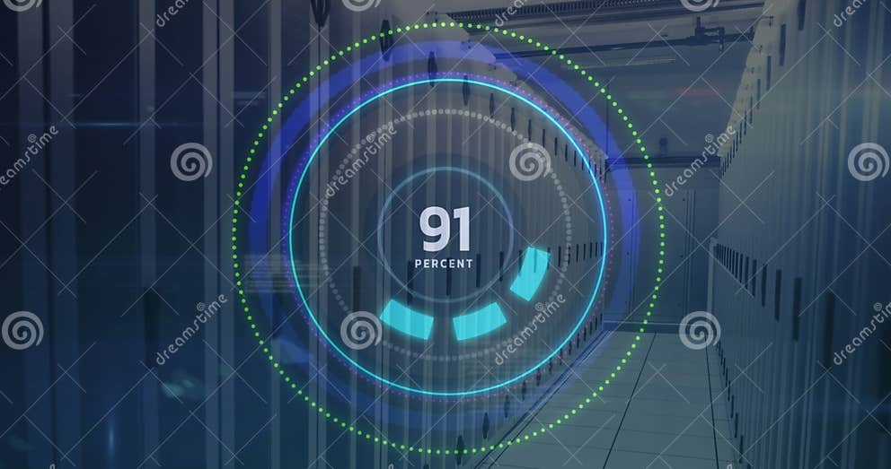 Image of Processing Circle with Numbers Over Servers Stock Image ...