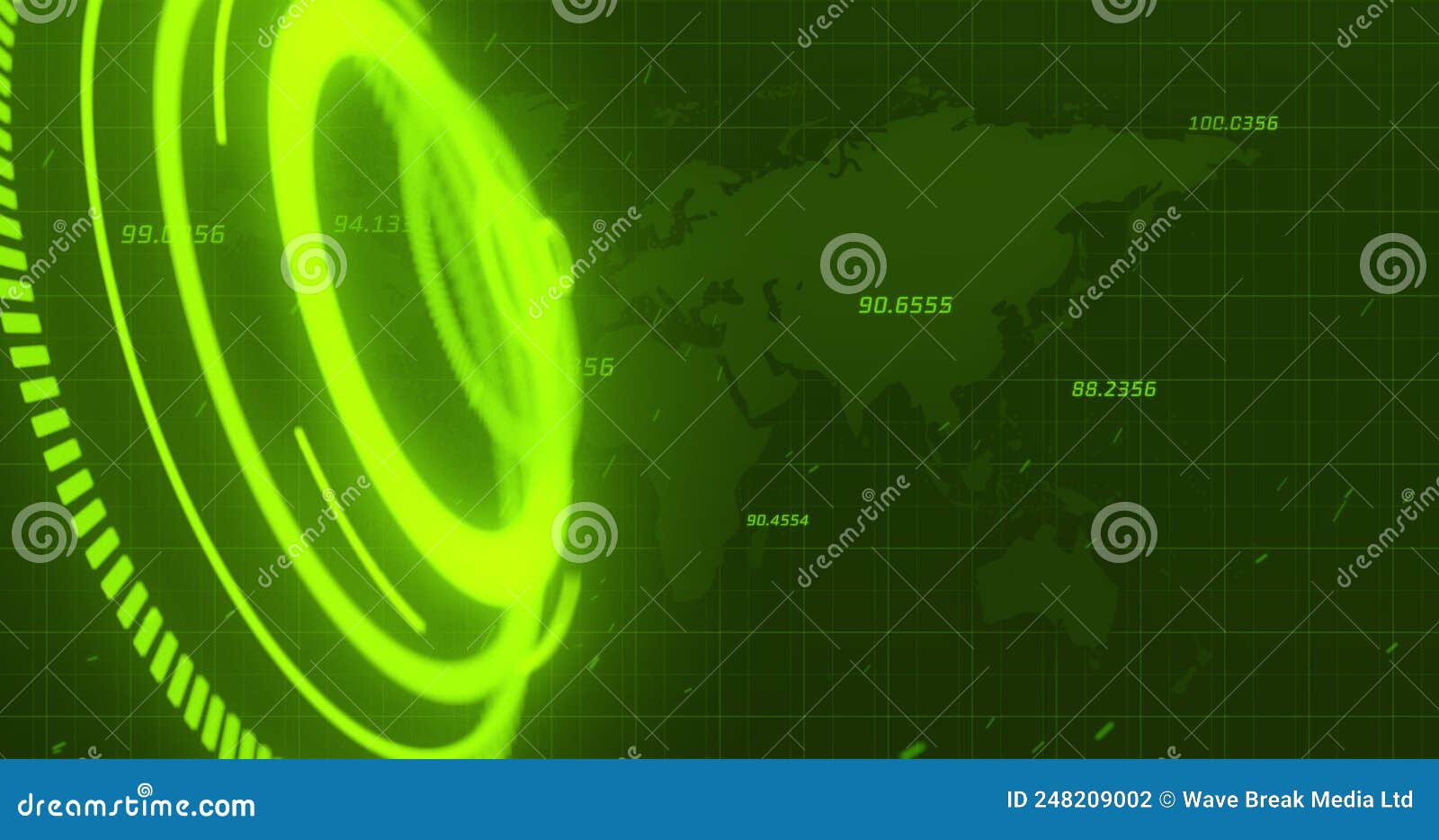 Image of Processing Circle Over Green Background with World Map Stock ...