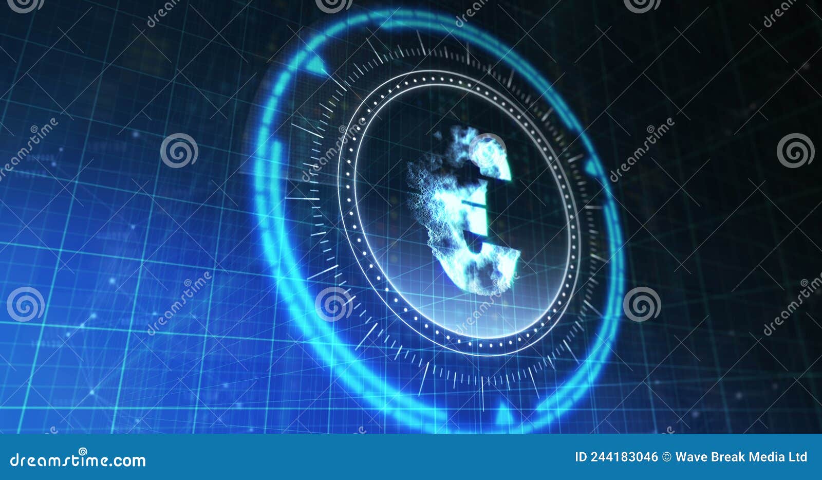 Image of Processing Circle with Rotating Euro Over Blue and Black ...