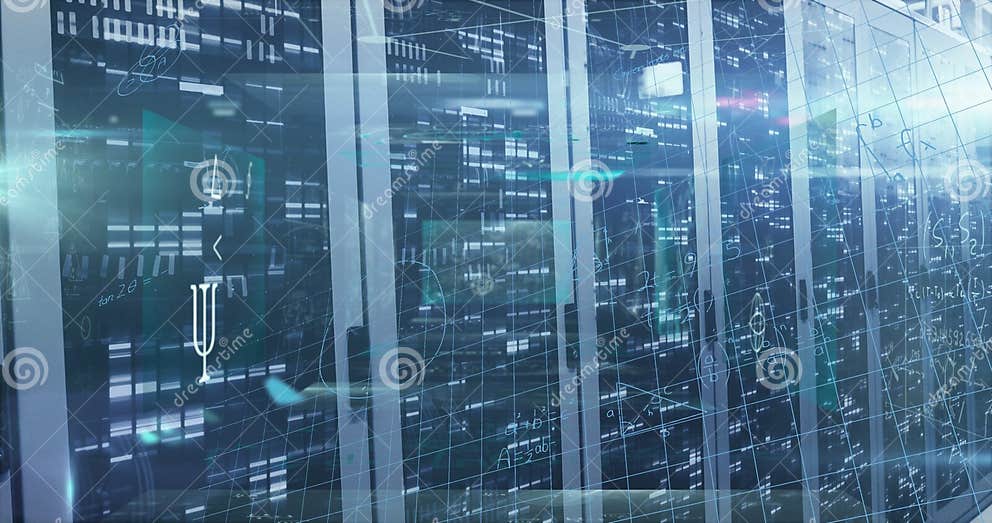 Image of Processing Data and Maths Calculations Over Flashing Computer ...