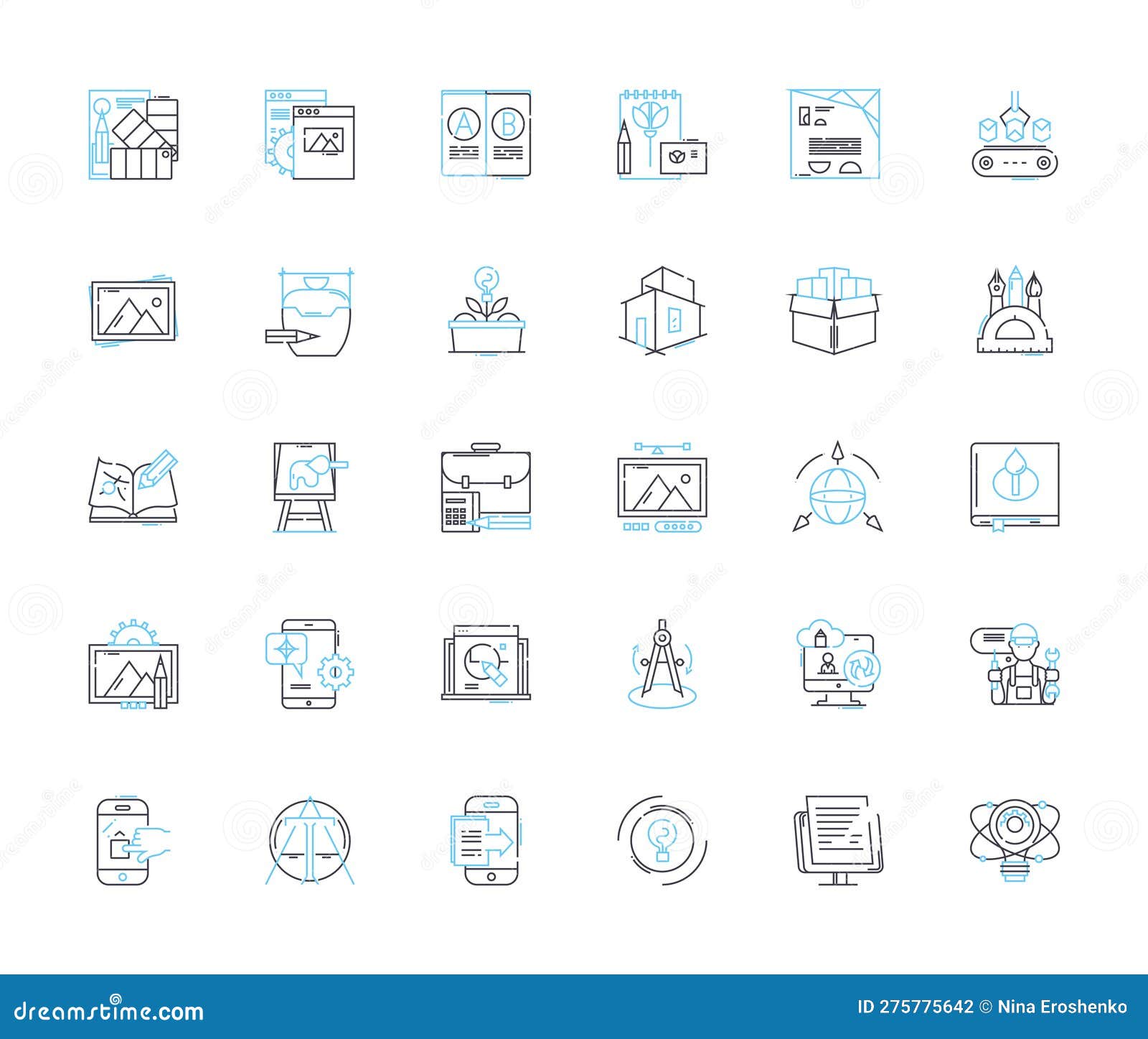 Image Processing Linear Icons Set. Pixels, Filters, Segmentation ...