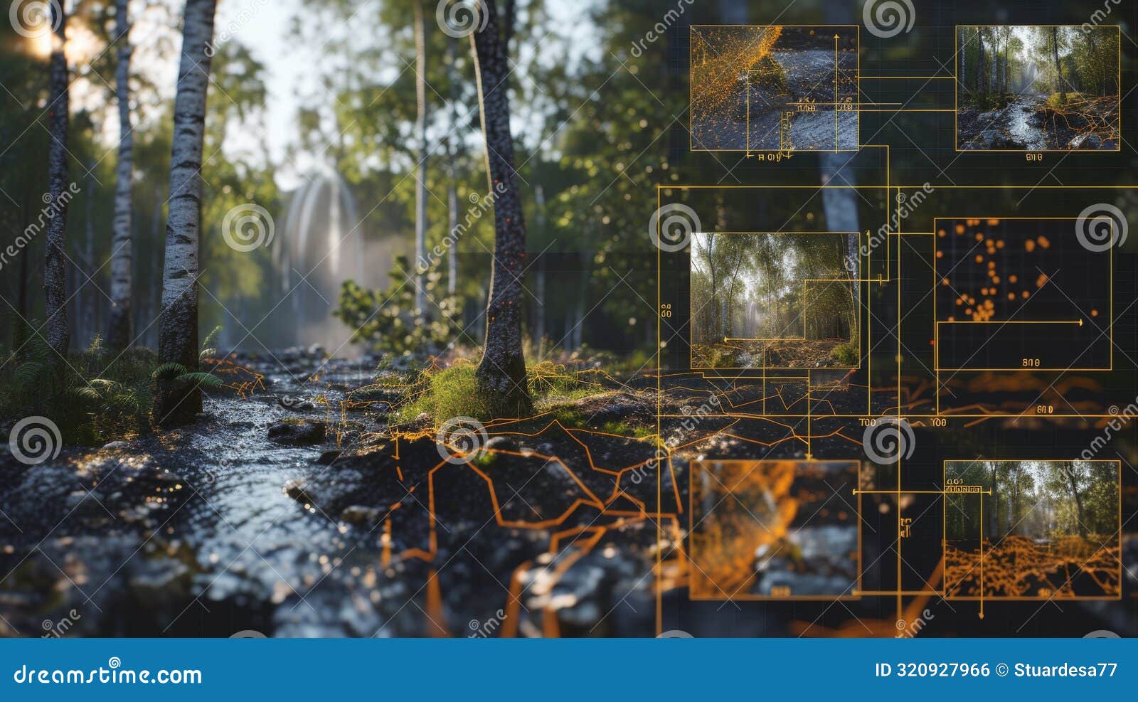 Digital Visualization of Forest Environment Stock Photo - Image of tech ...