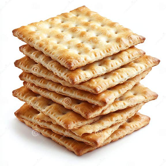 Image Produces a Stack of Square Crackers Isolated Against a ...
