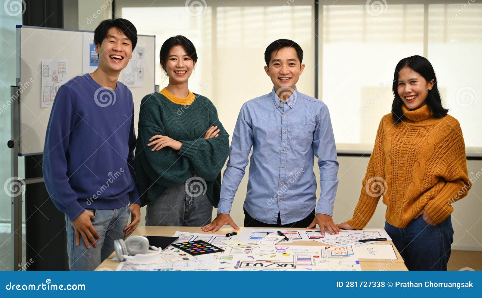Image of Professional Developer Team Standing at Co Working Space and ...