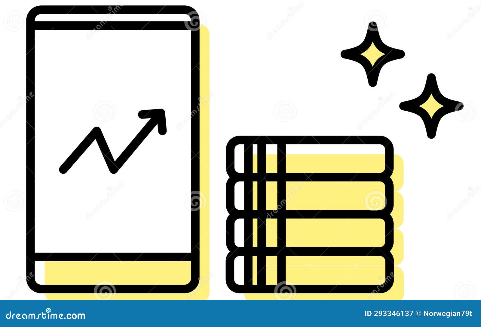 Image of Profitable Investment, Smartphone Chart and Coin Icon, Simple ...