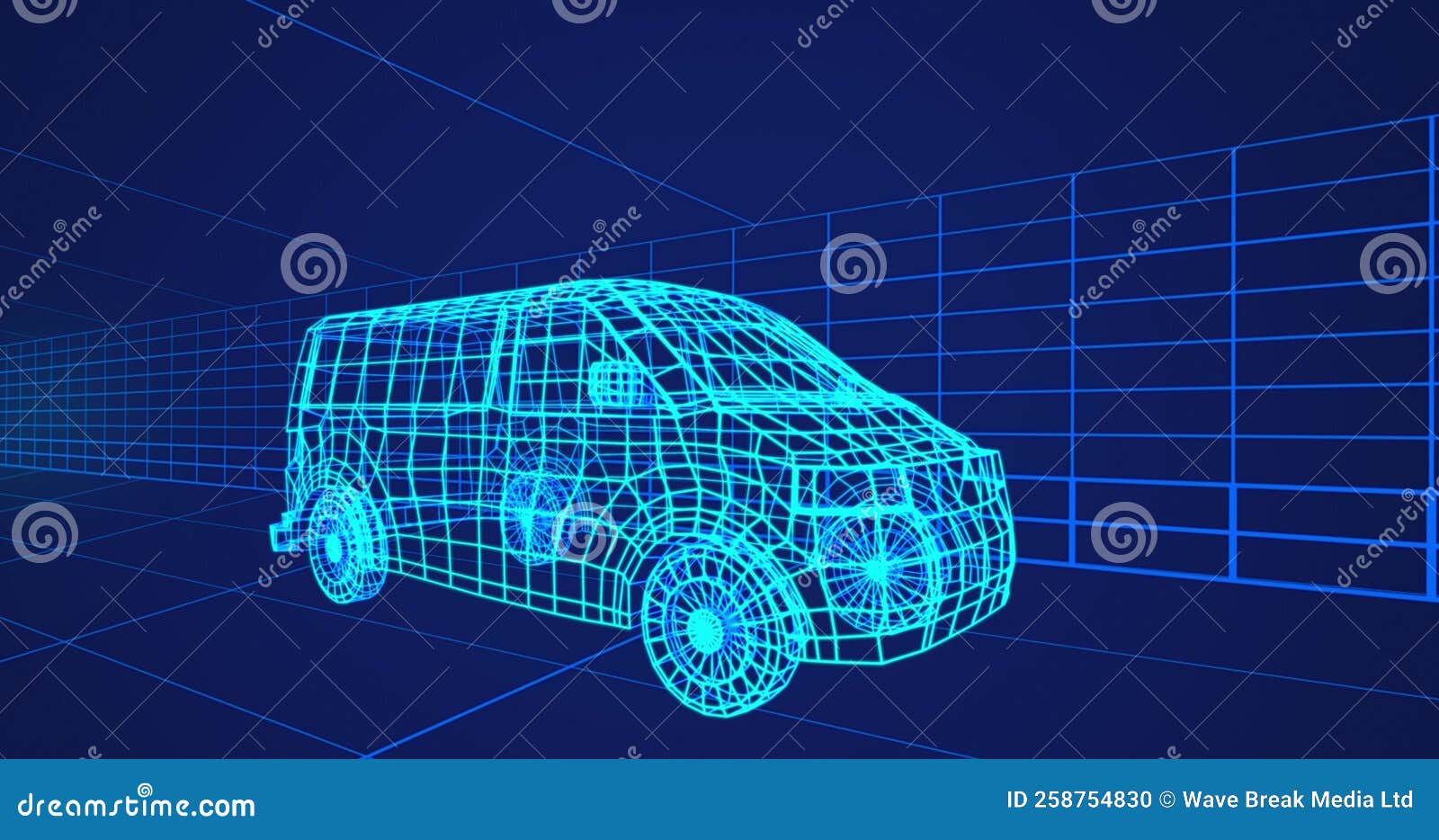 Image of Project of Van in Blue Digital Space Stock Illustration ...