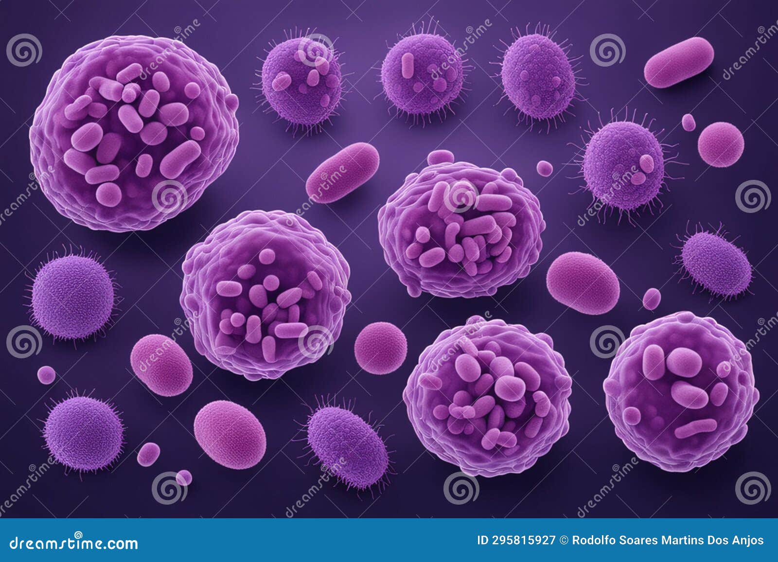 Realistic Microscopic View of Purple Cocci Stock Illustration ...