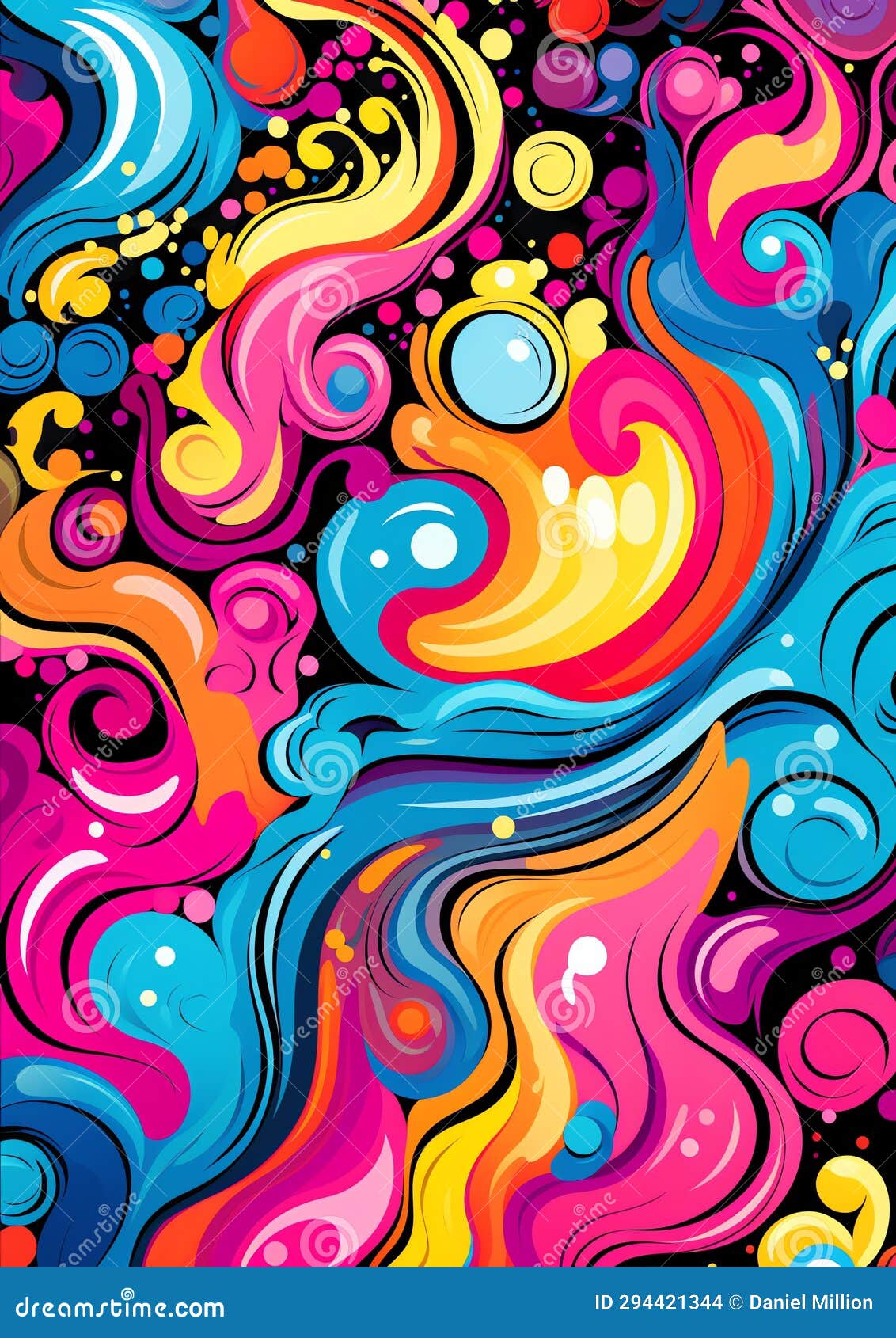 Psychedelic Swirls 90s Retro Nostalgic Frame Stock Illustration ...