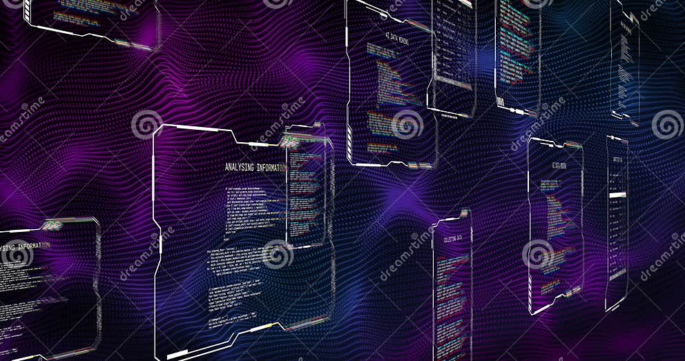 Image of Purple and Blue Network Over Interfaces Processing Data on ...