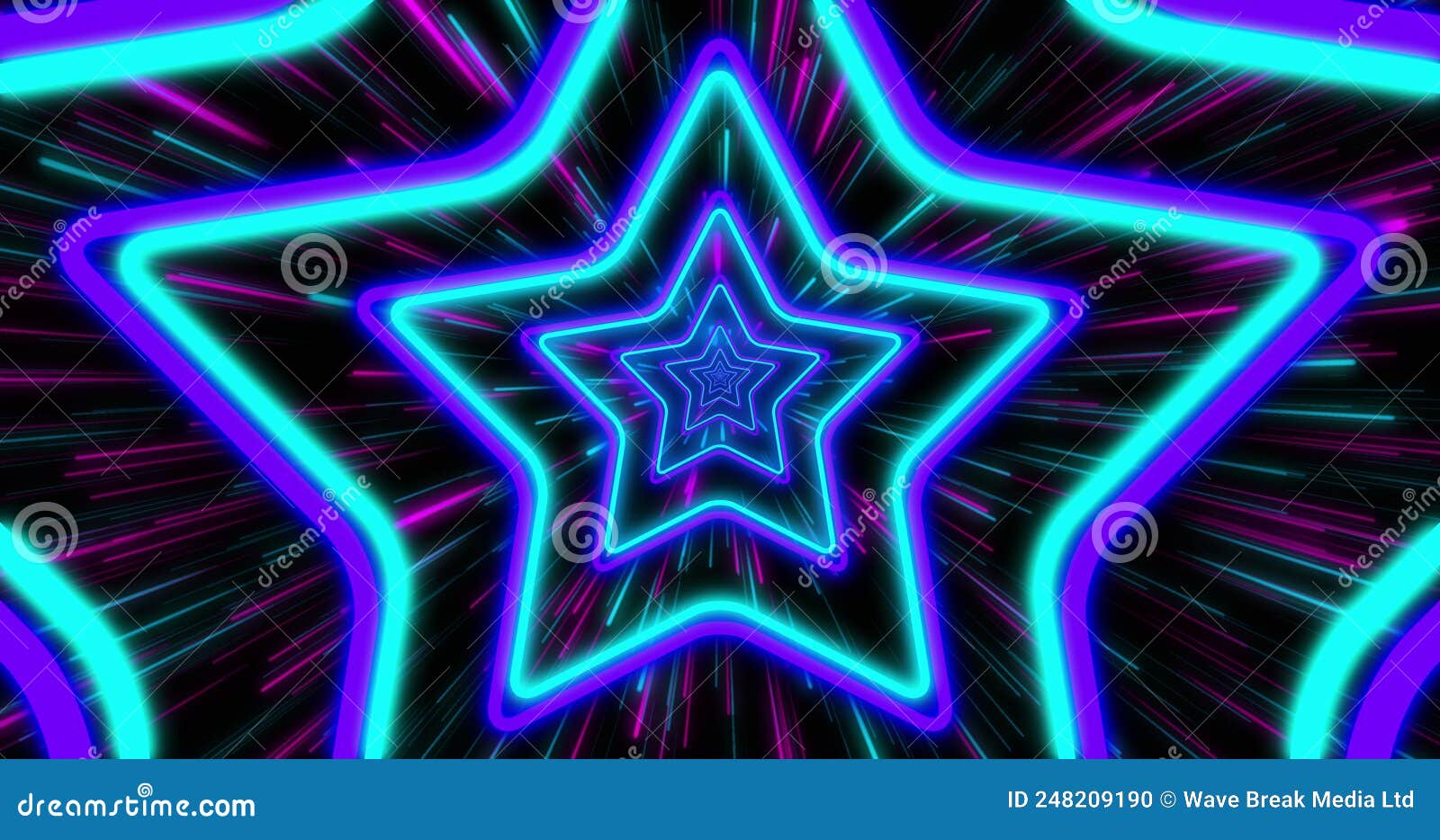 Image of Purple and Blue Stars Neon Pattern Moving in Hypnotic Motion ...