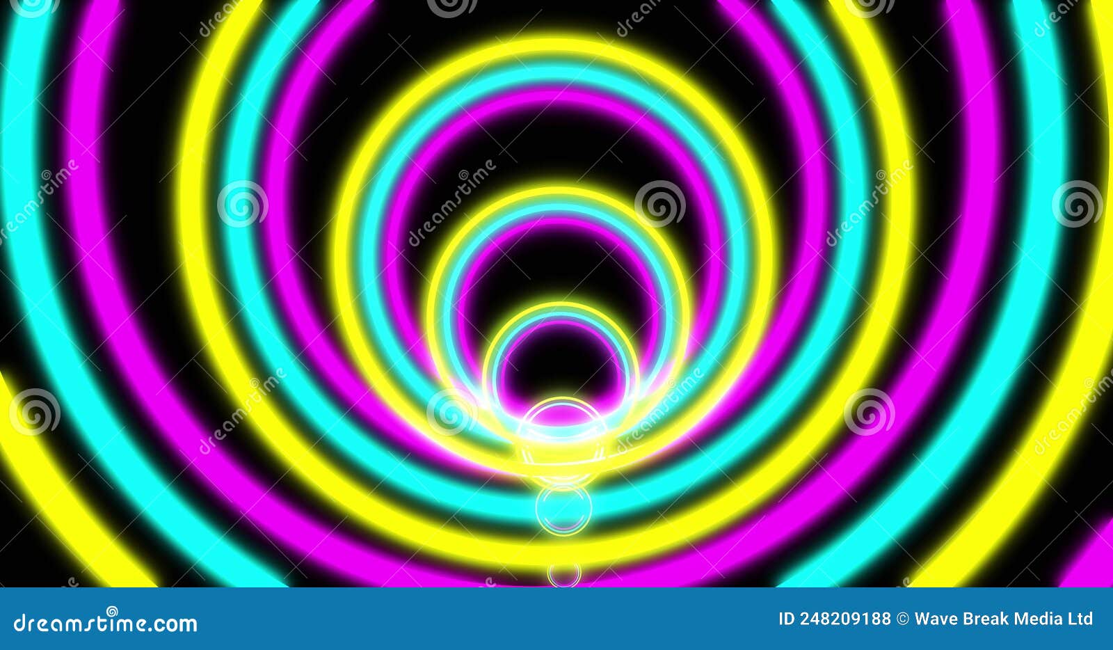 Image of Purple Blue and Yellow Circles Neon Pattern Moving in Hypnotic ...