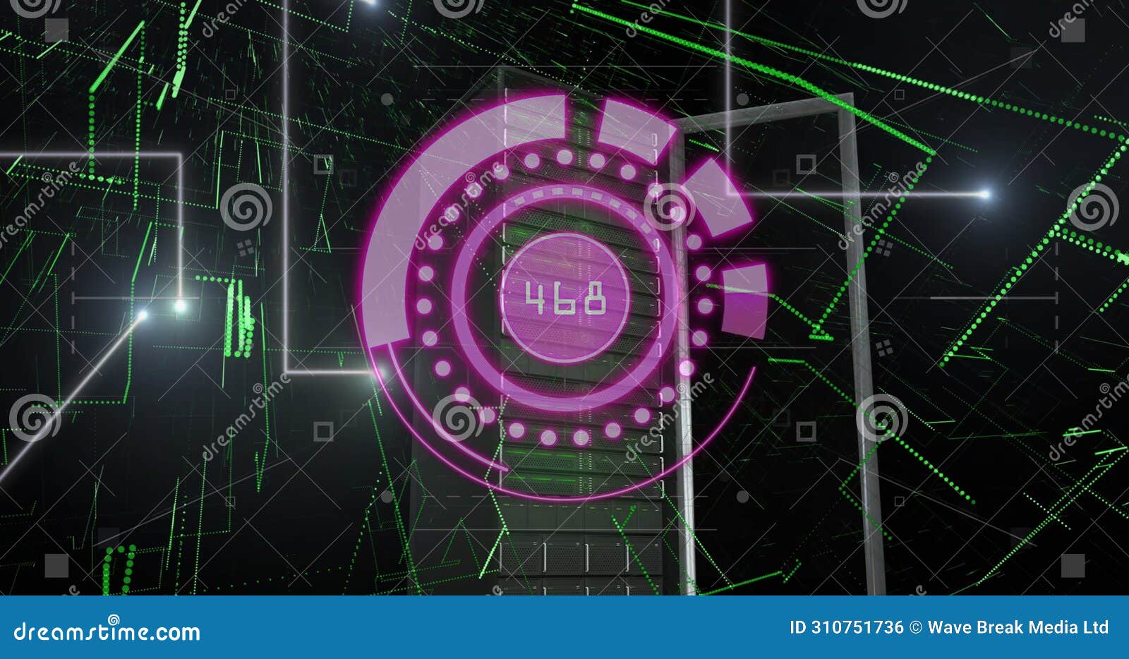 Image of Purple Circle with Numbers Over Space with Green Lines Stock ...