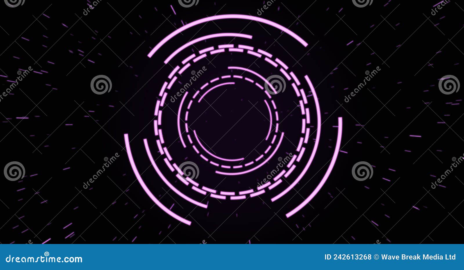 Image of Purple Circular Interfaces Pulsating and Spinning Over Specks on Black Background Stock ...