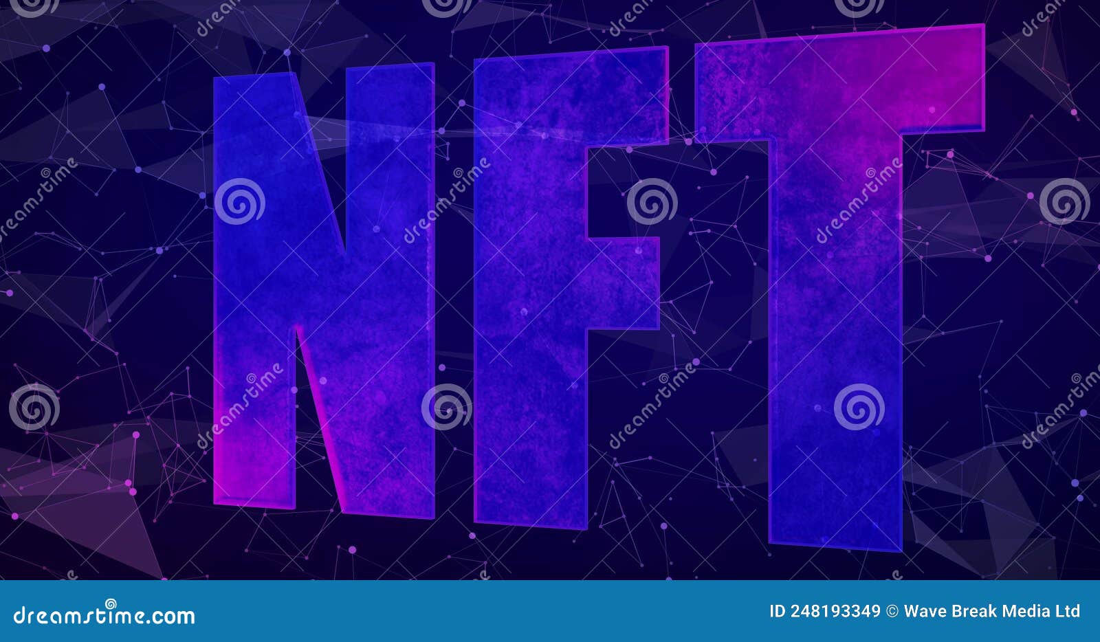 Image of Purple Nft Text with Connections Over Violet Background Stock ...