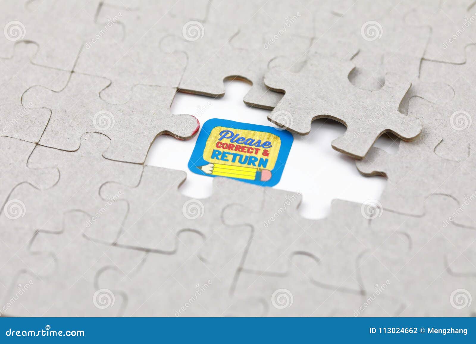 Image of Puzzle Piece with Please Correct and Return. Business ...