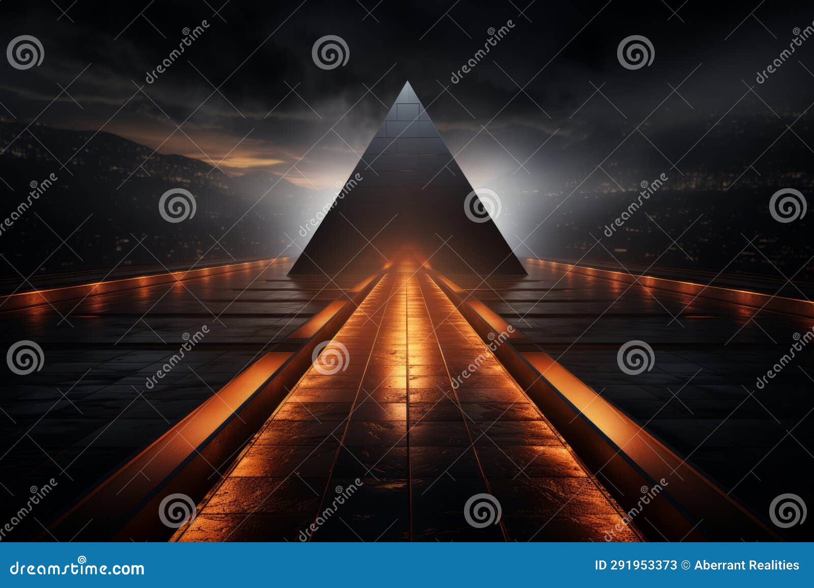 An Image of a Pyramid in the Dark with Light Coming from it Stock ...