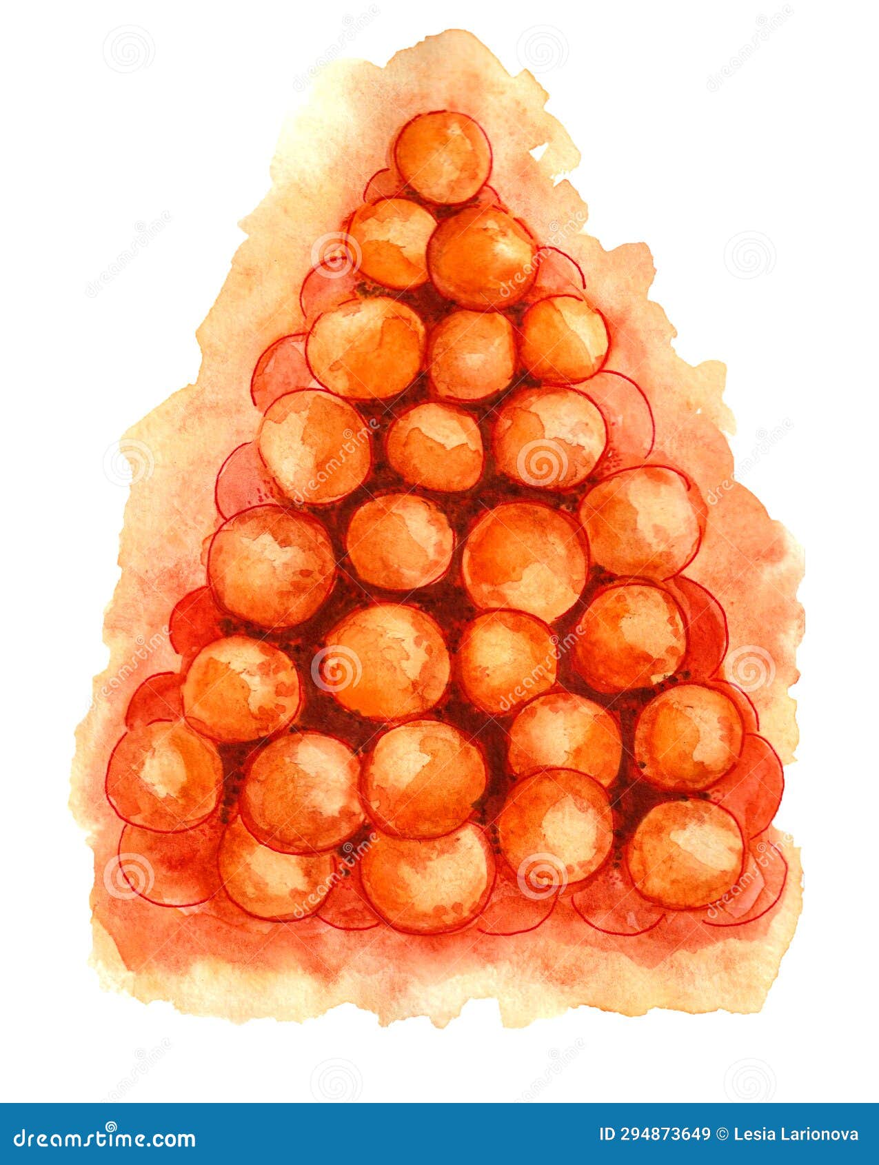 Image of a Pyramid of Orange Triangular Balls. Watercolor Blur, White ...