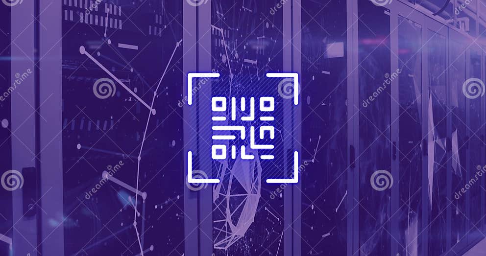 Image of Qr Code Flashing Over Computer Servers Stock Illustration ...