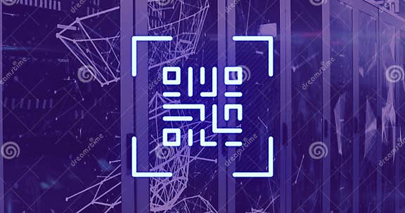 Image of Qr Code Flashing Over Computer Servers Stock Illustration ...