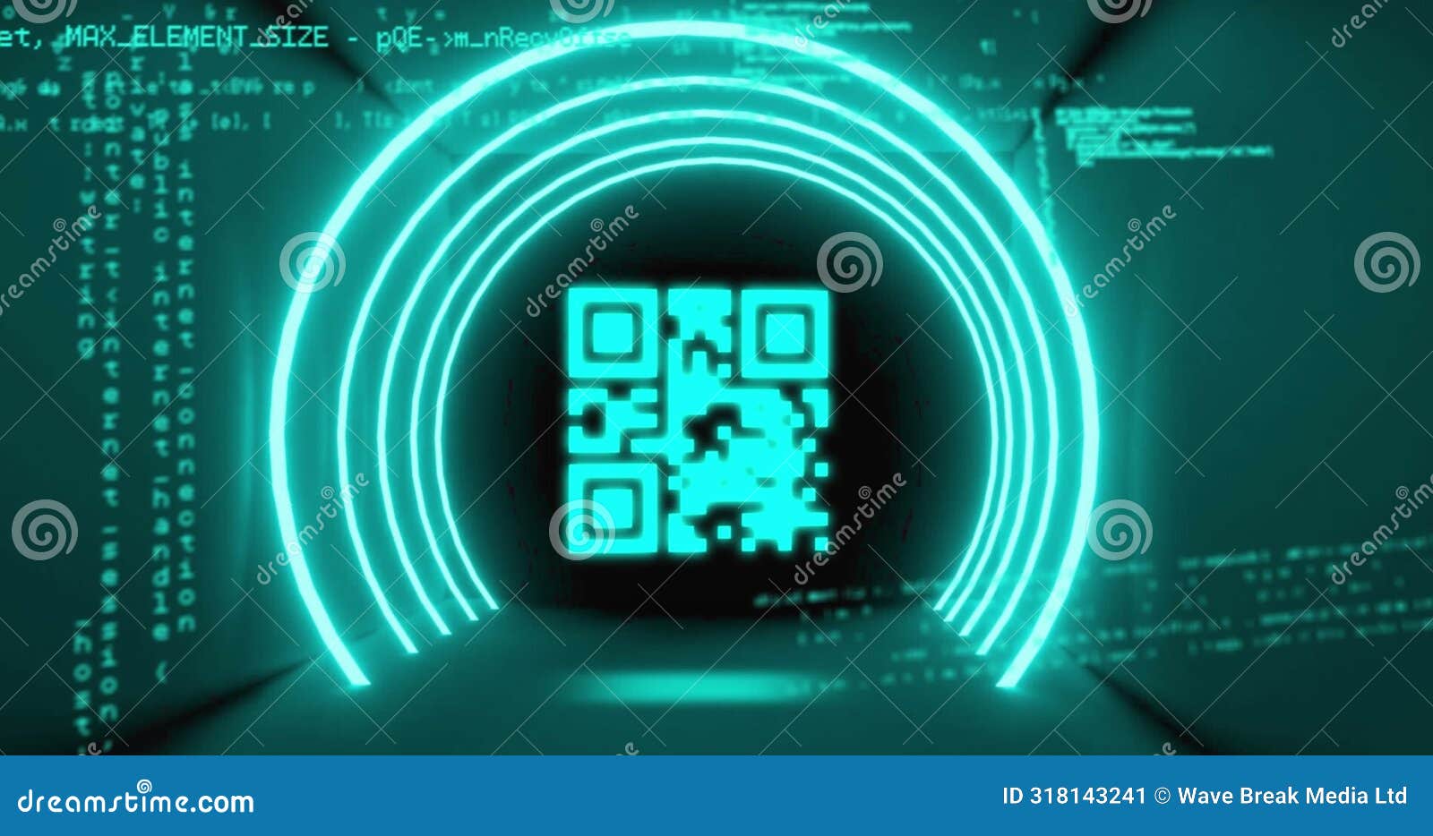 Image Of Qr Code In Illuminated Circular Tunnel Over Programming Language Stock Image Image Of