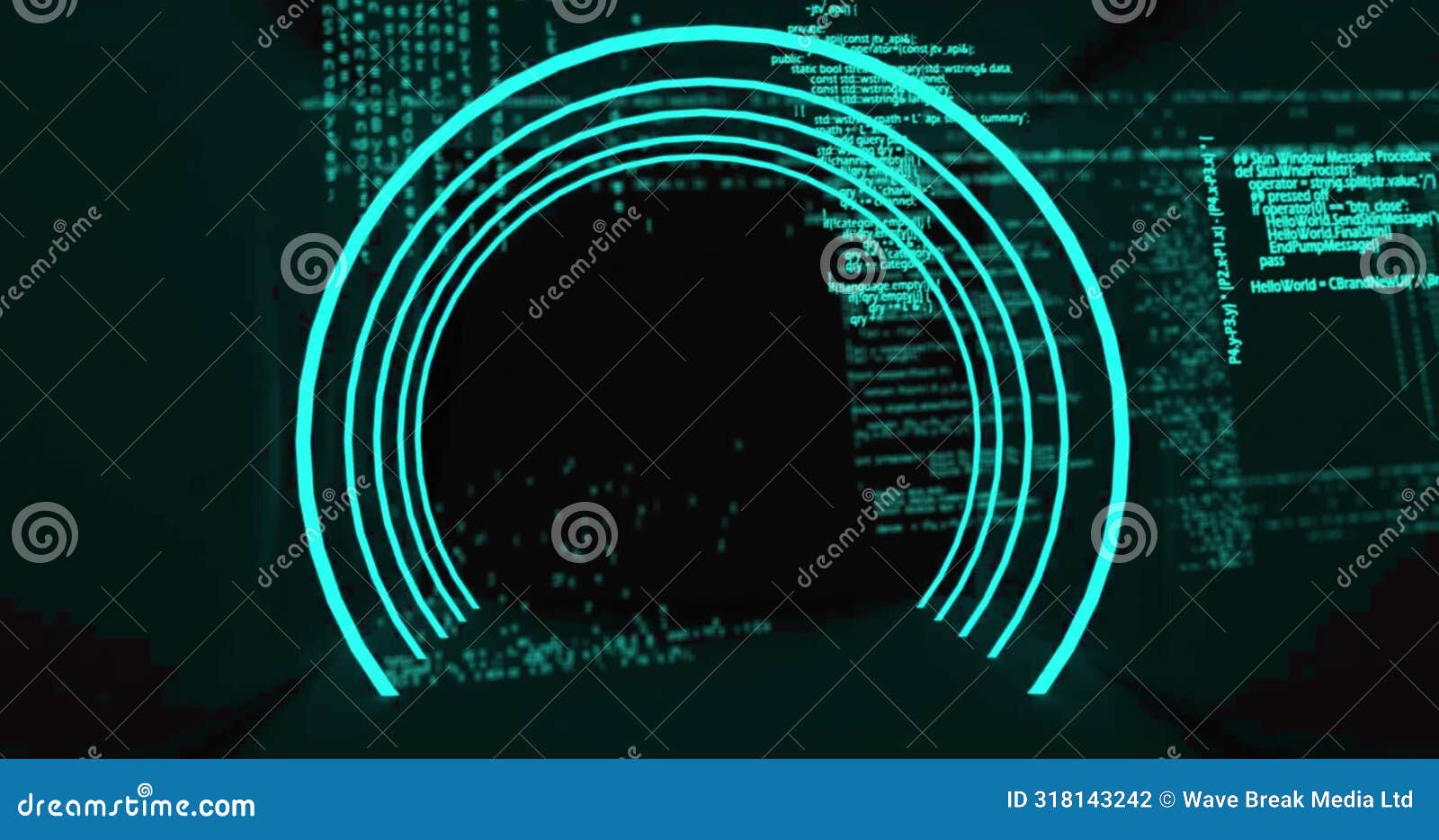 Image of Qr Code in Illuminated Circular Tunnel Over Programming Language Stock Photo - Image of ...