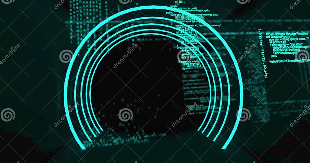 Image of Qr Code in Illuminated Circular Tunnel Over Programming Language Stock Photo - Image of ...