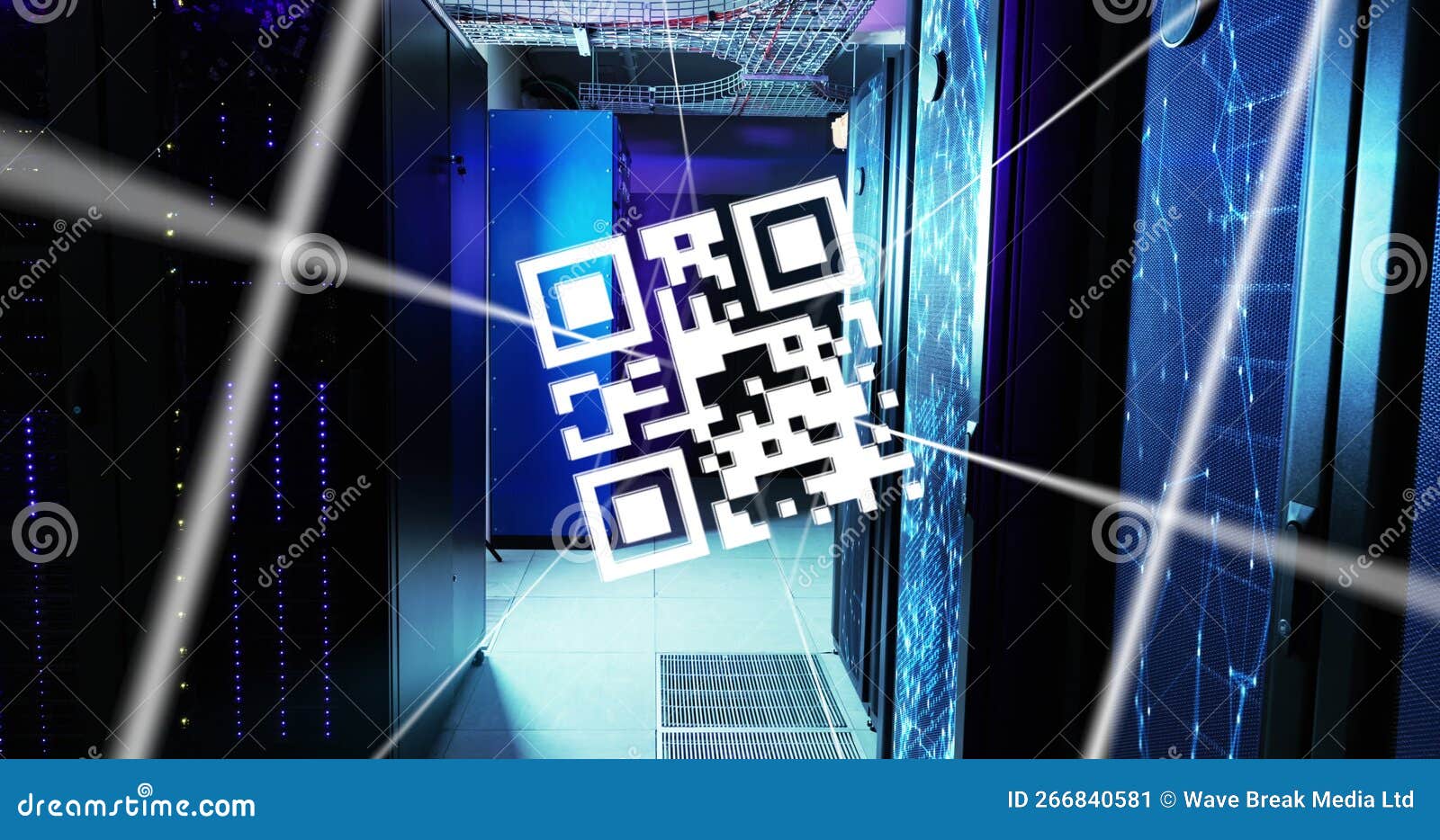 Image of Qr Code and Lines Over Servers Stock Illustration ... Image of Qr Code and Lines Over Servers Stock Illustration ...