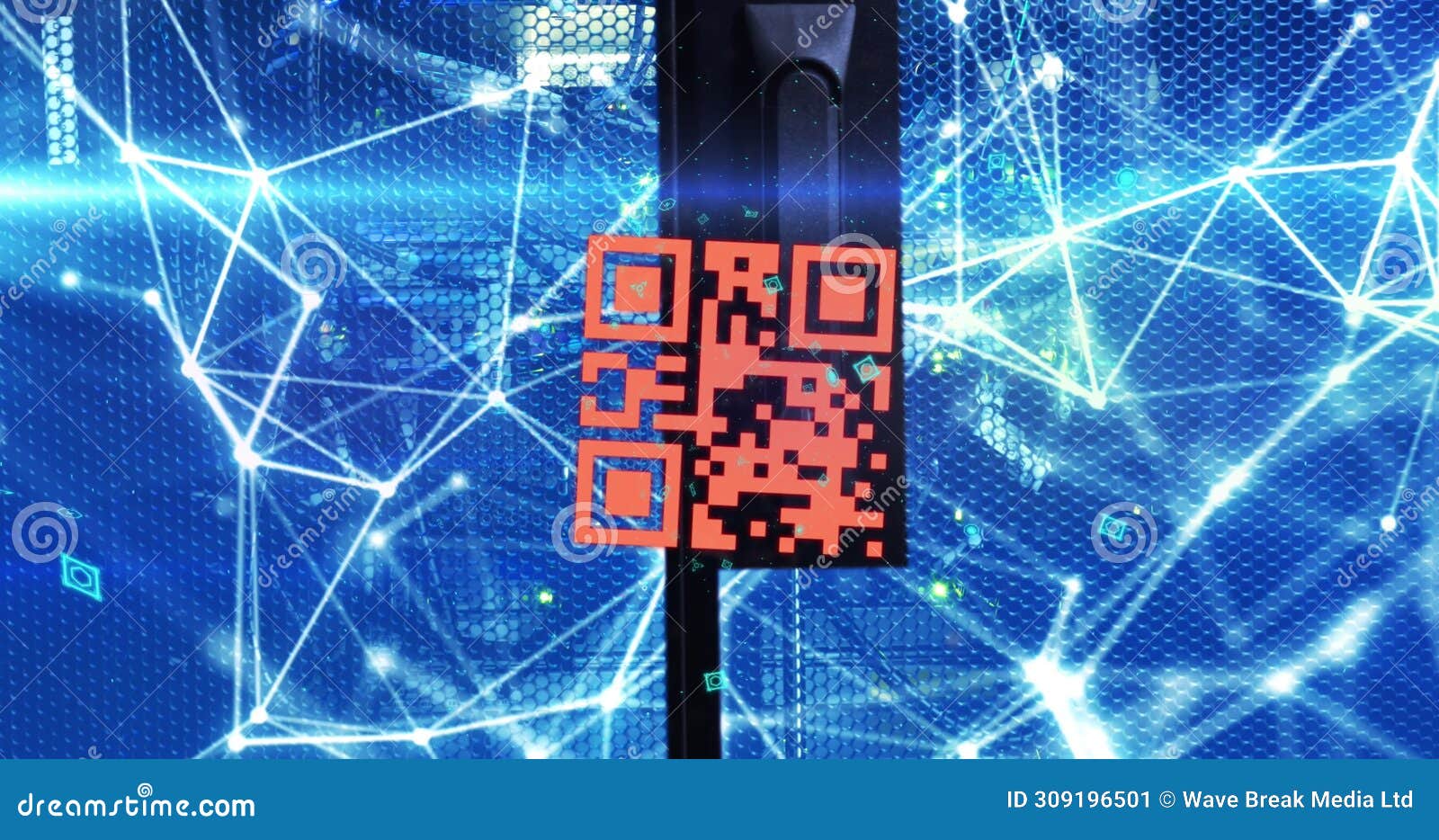 Image of Qr Code Over Connections Over Blue Space Stock Image - Image ...