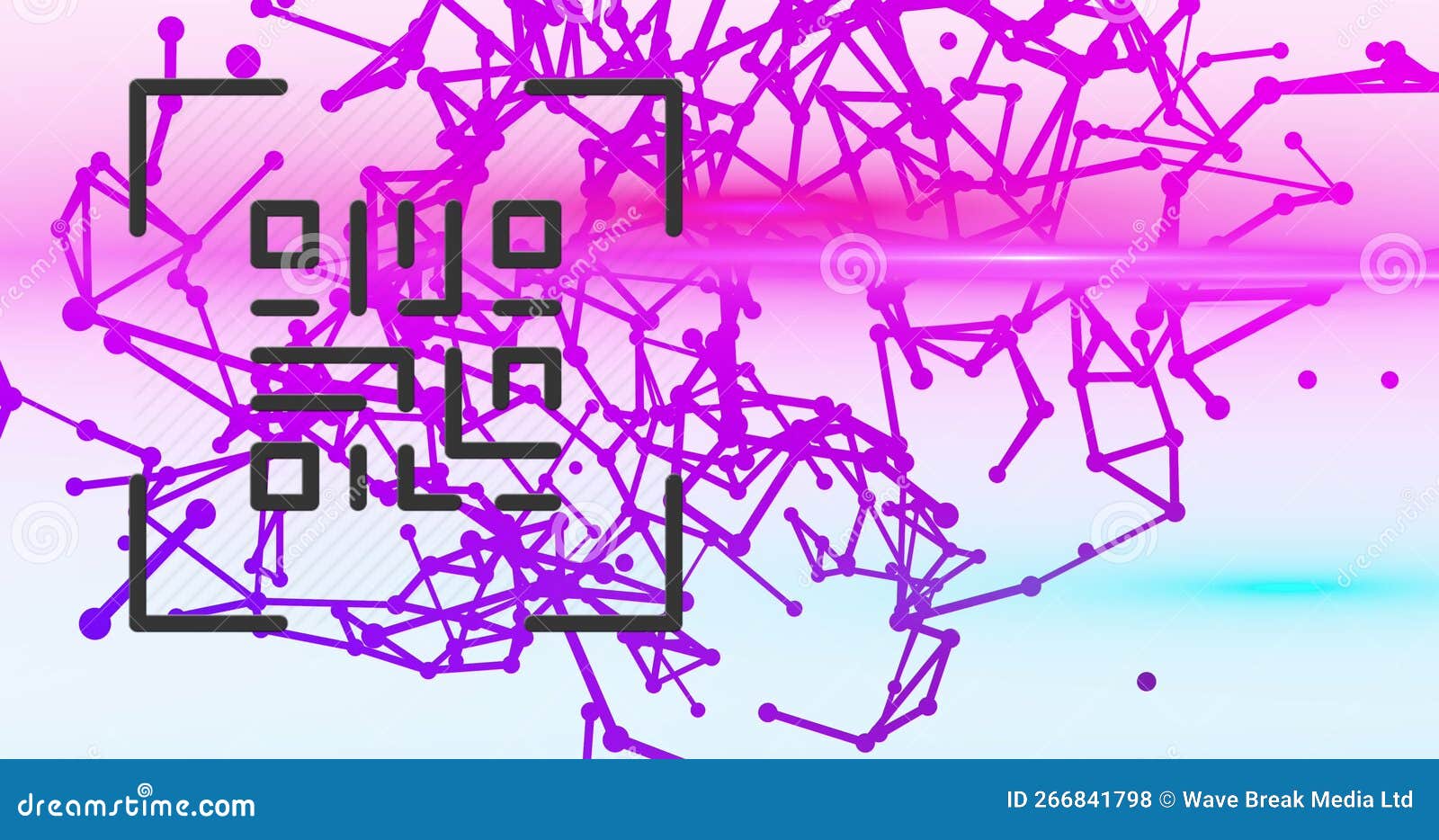 Image of Qr Code Over Dots and Connections on Pink and Blue Background ...