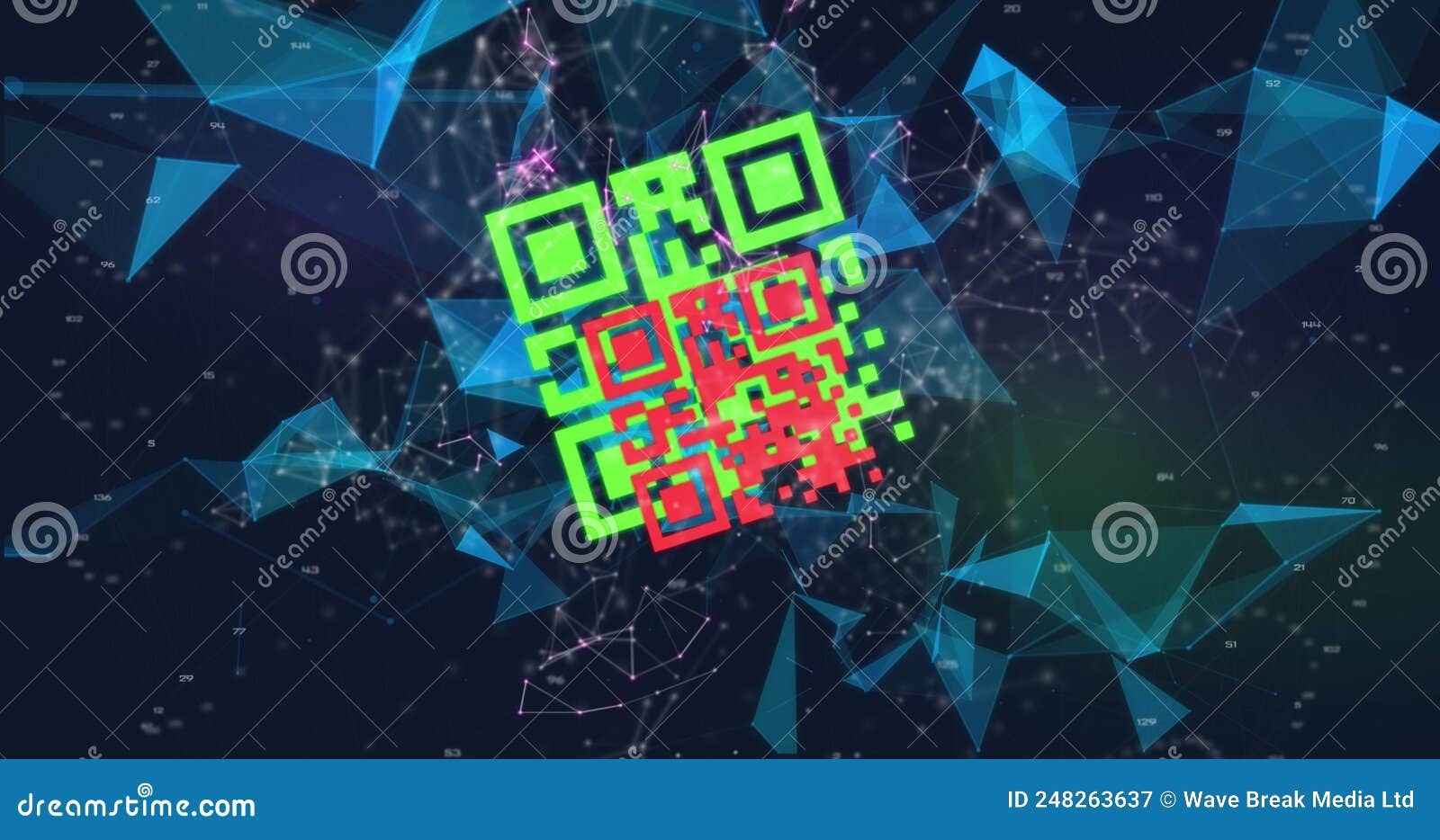 Image of Qr Code Over Navy Background with Shapes Stock Illustration ...