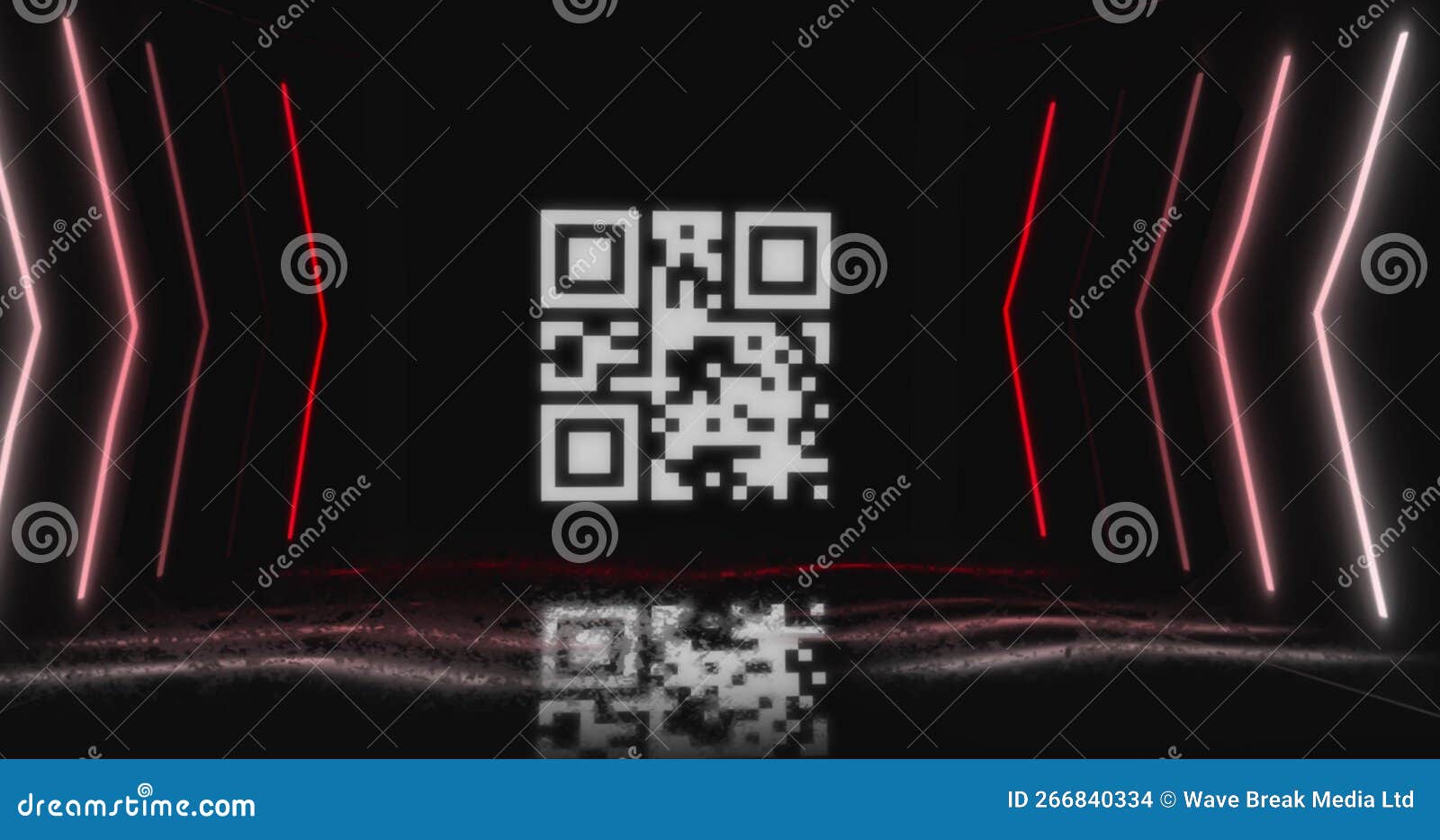 Image of Qr Code Over Neon Shapes Stock Illustration - Illustration of ...