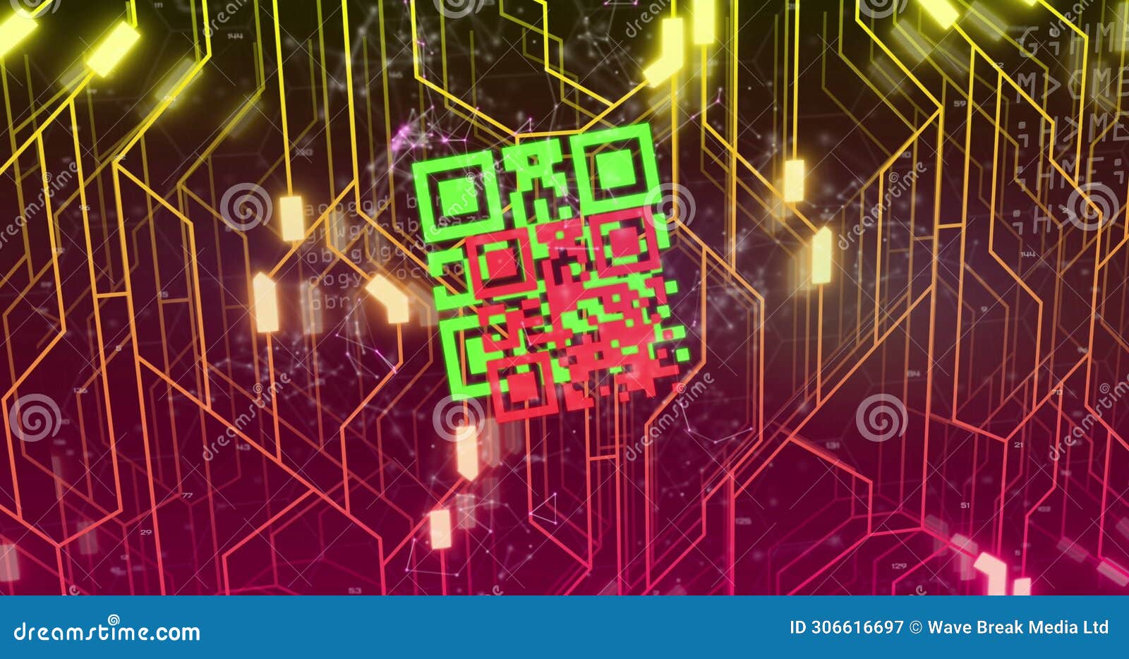 Image of Qr Code Over Network of Connections Stock Image - Image of ...