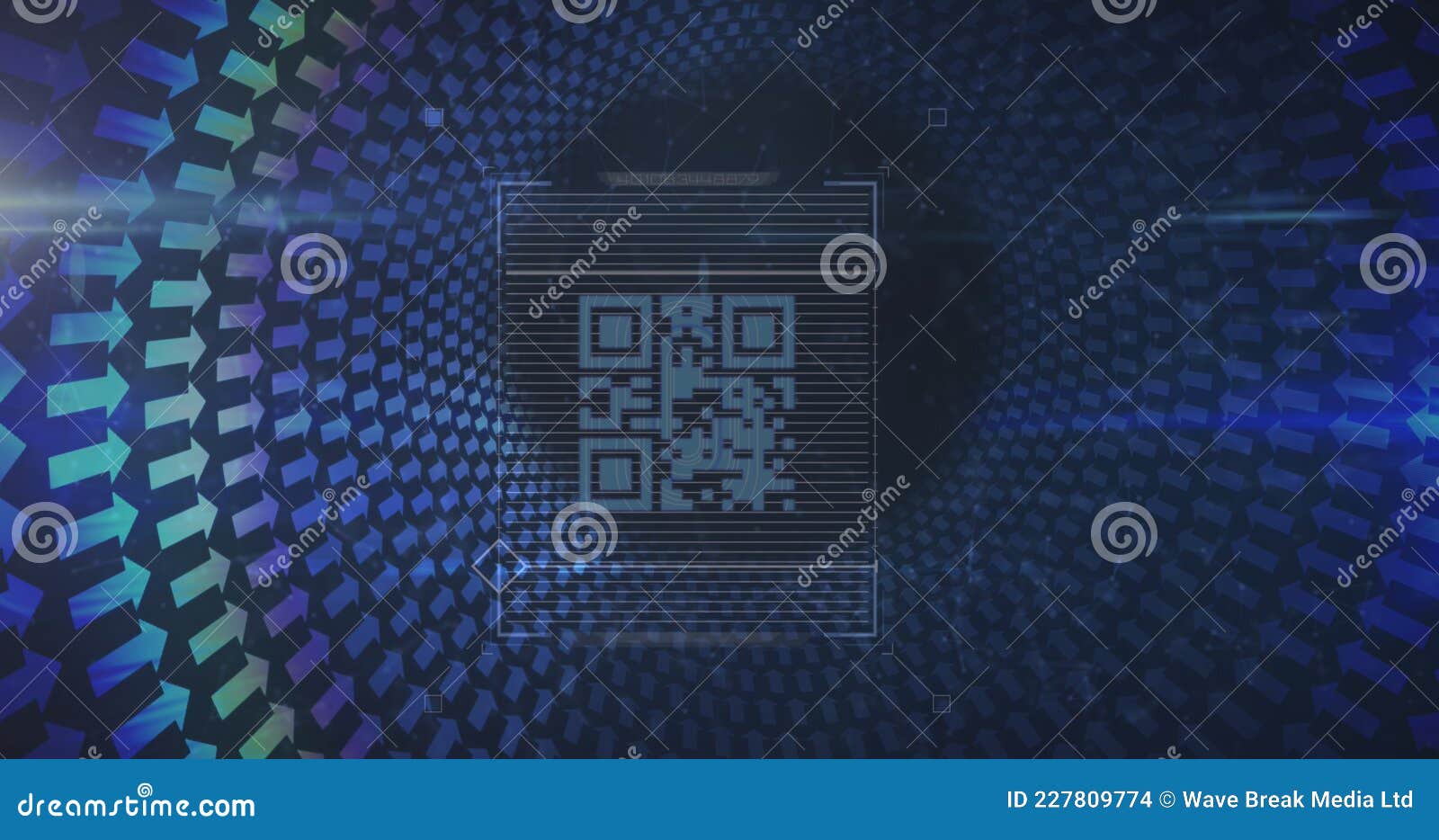 Image of Qr Code Over Rows of Arrows Stock Illustration - Illustration ...