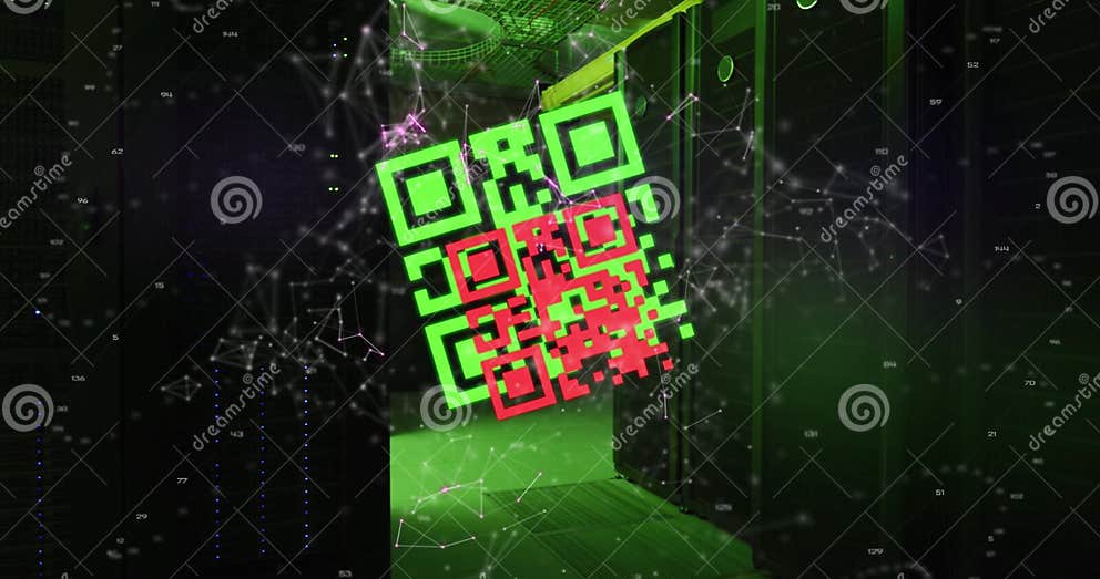 Image of Qr Code Over Server Room Stock Illustration - Illustration of ...