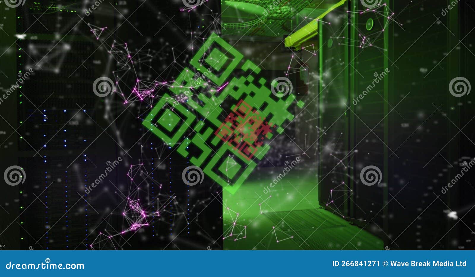 Image of Qr Code Over Server Room Stock Illustration - Illustration of ...