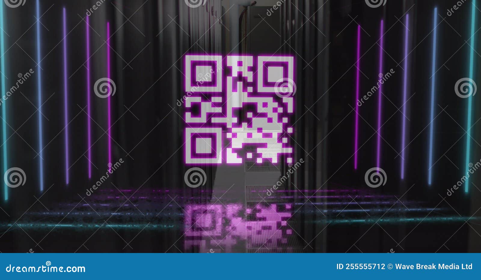 Image of Qr Code Over Servers Stock Photo - Image of connection, data ...