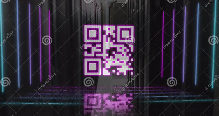Image of Qr Code Over Servers Stock Photo - Image of connection, data ...