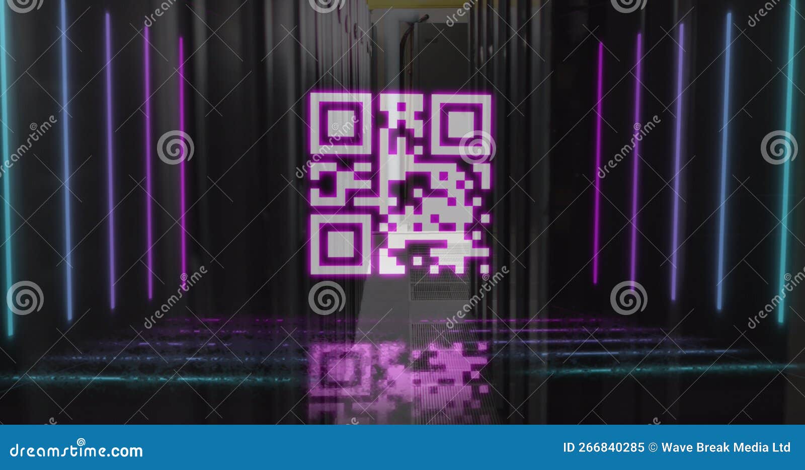 Image of Qr Code Over Servers Stock Illustration - Illustration of ...
