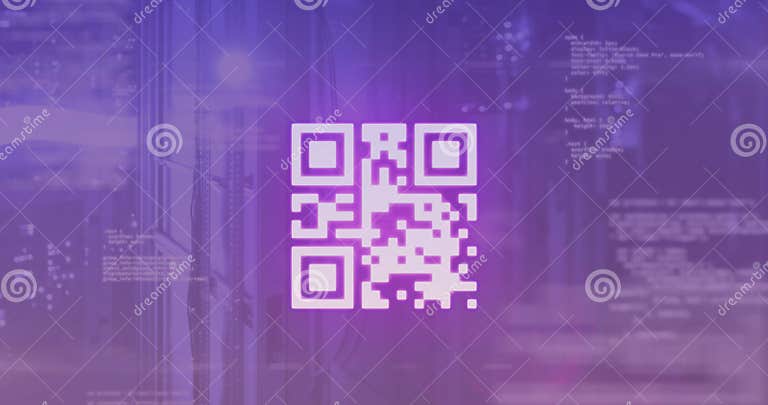 Image of Qr Code and Programming Language Over Server Room in Background Stock Photo - Image of ...