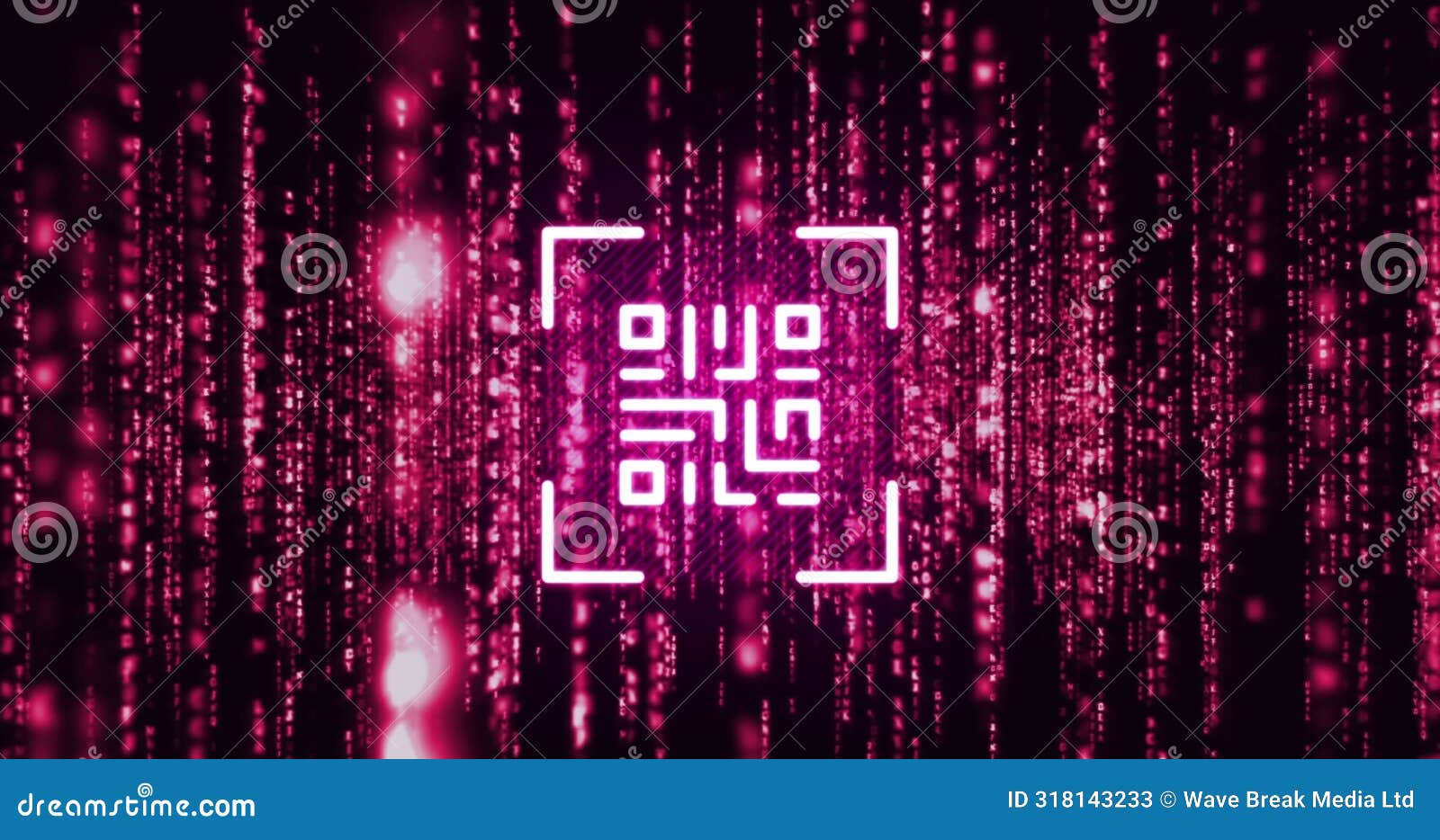 Image of Qr Code Scanner Over Neon Pink Light Trails Against Black ...