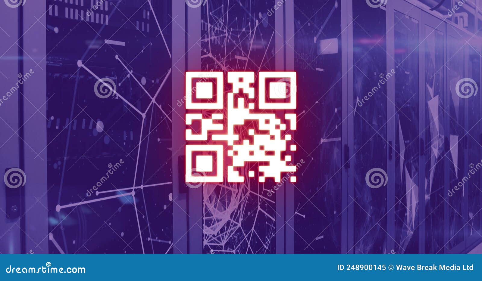Image of Qr Code Scanning Over Computer Servers Stock Image - Image of ...