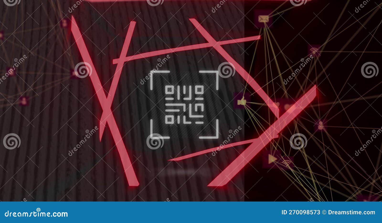 Image of Qr Code and Shapes Over Network of Connections Stock ...